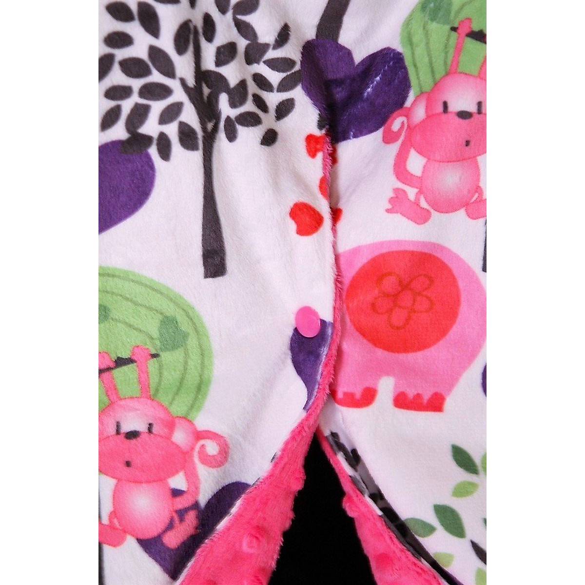 Baby Minky Velboa Carseat Canopy Carrier Cover (Safari/Hot Pink)