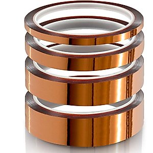 MYJOR High Temperature Tape， 1 mil Kapton Tape, Polyimide Tape, Professional for Protecting CPU, PCB Circuit Board, 1/4", 1/2", 3/4", 1"- 4 Rolls，No Residue.
