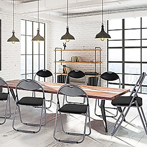 BBTO 8 Packs Folding Chairs, Padded Folding Chair, Black Metal Foldable Folding Chairs Portable Stackable Commercial Seat with Steel Frame for Outside Events Office Wedding Party Picnic Kitchen