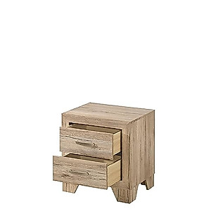 Gualiy Solid Wood Nightstand with 2 Drawers, Natural Bedside End Table, Easy Assembly