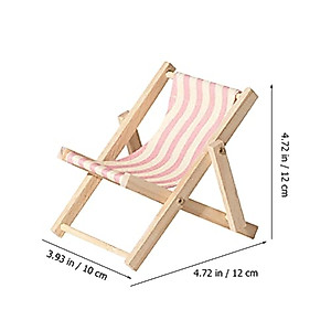 Beavorty Cell Phone Holder Wood and Canvas Beach Deck Chair Desk Stand Display Business Card Holders Bracket Charging Dock Mini Folding Chair Phone Holder for Smartphone Mobile Phone