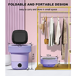 Mini Washing Machine 11L, Portable Washing Machine 3 Modes Deep Cleaning for Underwear, Baby Clothes or Socks, Mini Portable Washer Suitable for Apartments, Dorm, Camping, RV, Travel Laundry(Purple)