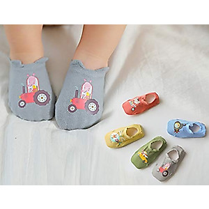 Zumou Toddler Anti Slip Non Skid No Show Socks Low Cut With Grips for Kids Boys Girls Size (1T-2T, Multicolor)