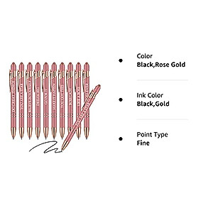 Chrisfall 10 Pieces Ballpoint Pens Office Inspirational Quotes Snarky Screen Touch Stylus Pen Encouraging Scriptures, Black Ink (Rose Gold, Boss Lady)¡­