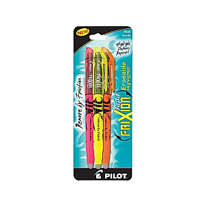 PILOT FriXion Light Erasable Highlighters, Chisel Tip, Assorted Color Inks, 3-Pack (46507)
