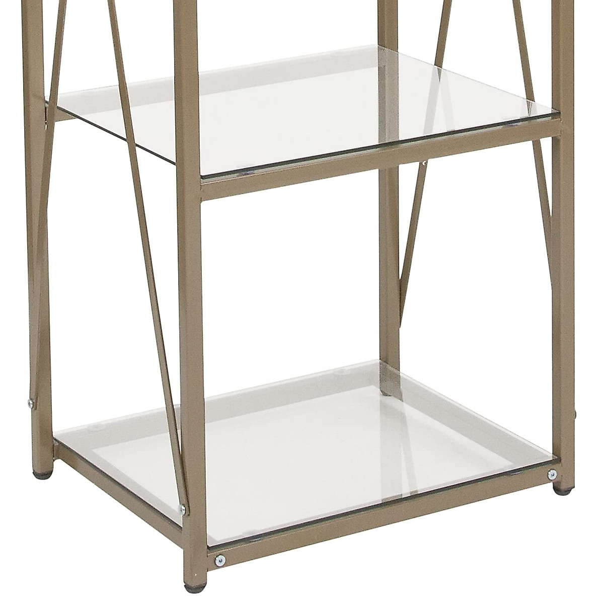 Flash Furniture Mar Vista Collection 4 Shelf 64"H Cross Brace Glass Bookcase in Matte Gold