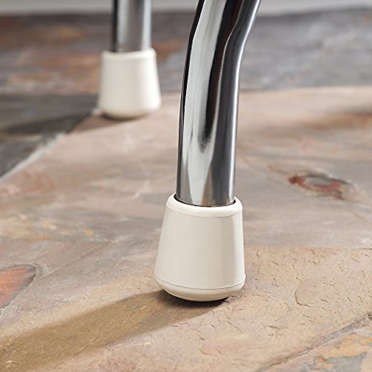 SoftTouch 1" Round Slip-On Rubber Folding Metal Chair Leg Tip Replacement - Protect Surfaces & Dampen Noise, White (4 Pack)