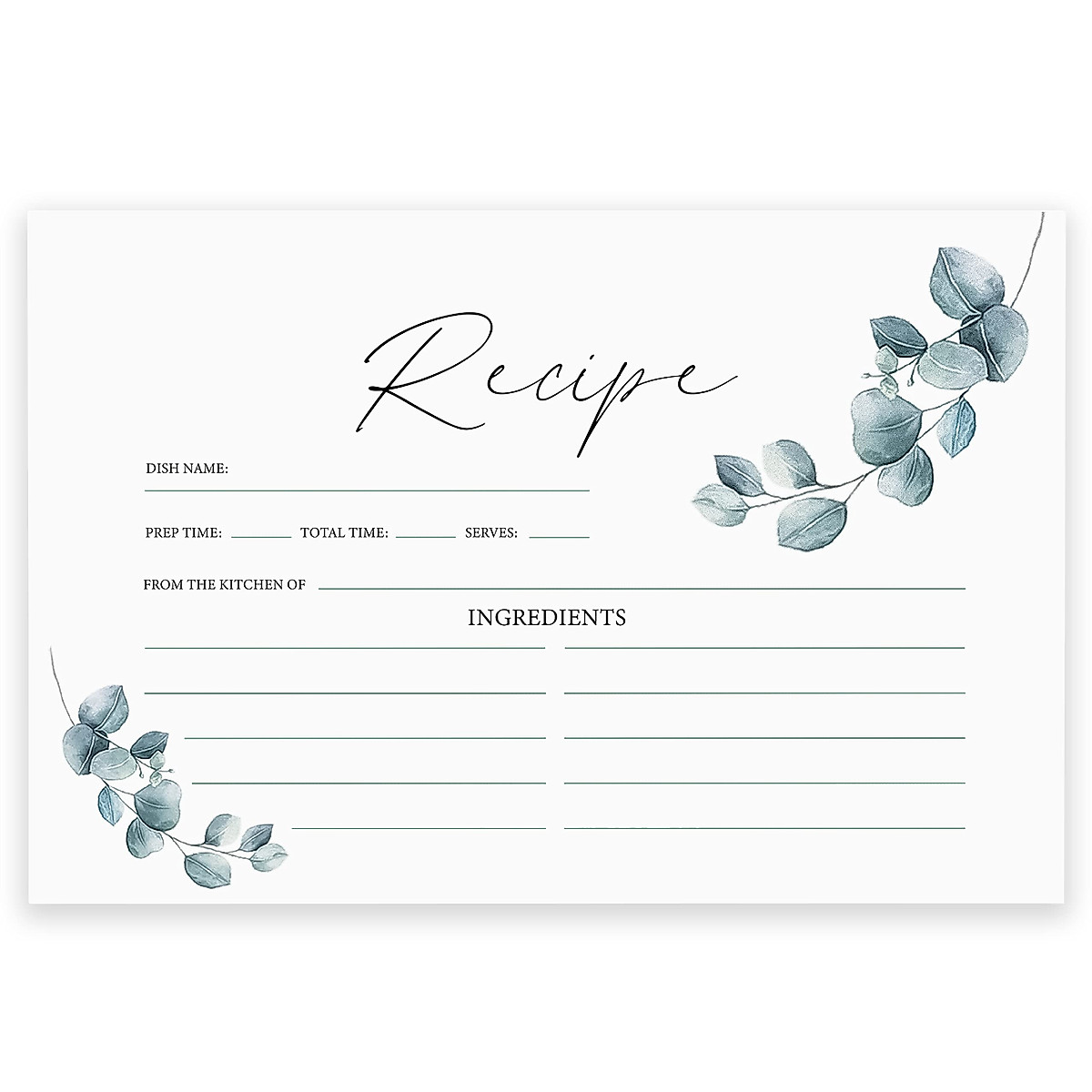 Premium Recipe Cards Double Sided- 4x6 Inches Thick Recipe Card with Plenty of Writing Space - Set of 50 Blank Recipe Cards - Ideal Recipe Cards for Bridal Shower, Weddings,Graduation and Mother's Day