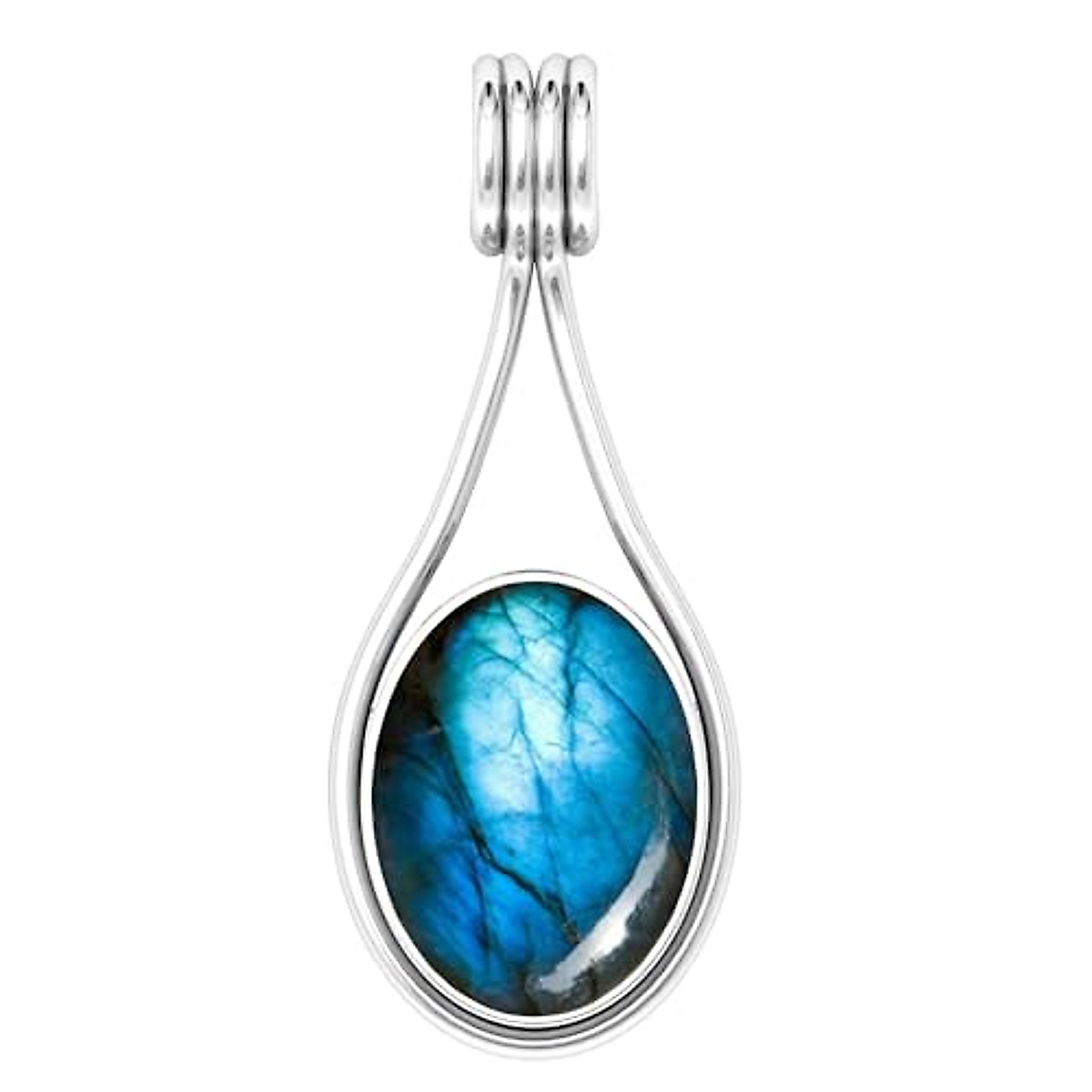 JEWELOPORIUM Genuine Gray Labradorite 925 Silver Pendant for Women Stone Handmade Silver Pendant Necklace Christmas - Gift Cocktail Jewelry