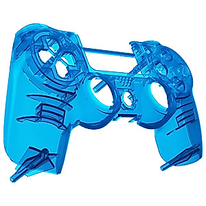 eXtremeRate Replacement Faceplate Front Housing Shell with Tools Compatible with ps4 Slim Pro Controller CUH-ZCT2 JDM-040/050/055 - Transparent Crystal Clear Blue - Controller NOT Included