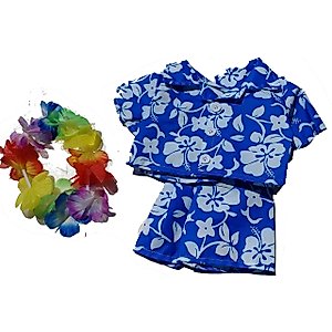 Hawaiian Boy w/Flower Lei Teddy Bear Clothes Fits Most 14"-18" Build-a-Bear and Make Your Own Stuffed Animals