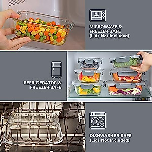 Moretoes Glass Food Storage Containers with Lids, 9pcs, Meal Prep, Glass, Airtight, Leakproof Containers Set, Safe Home Container
