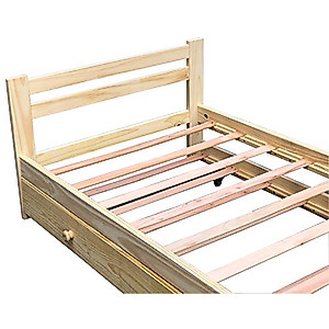 Twin Trundle Bed Wooden Bed Solid Pine Wood with Slats Support Unfinished Single Wooden Bed Frame Suitable for Bedroom and Wheeled Trundle Bed