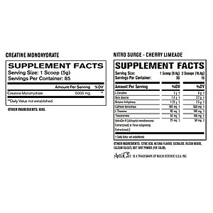 Nitrosurge Pre-Workout & Creatine Monohydrate - Pre Workout Powder With Creatine for Muscle Growth, Increased Strength, Endless Energy, Intense Pumps - Cherry Limeade Preworkout & Unflavored Creatine