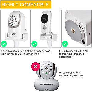 iTODOS Baby Monitor Mount Camera Holder Compatible with Nanit Pro Smart Baby Monitor & Flex Stand Baby Monitor,Infant Optics DXR 8 and Other Baby Monitors,Attaches to Crib Cot Shelves or Furniture