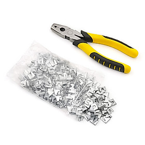 MINYULUA Wire Cage Buckle Clips Pliers with 300pcs Wire Cage Building Clips Snap Plier Tools for Chicken Pigeon Rabbit Pet Dog Bird Cat Quail Cage