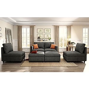 Free Combination Convertible Modular Sectional Sofa with Movable Ottomans and Storage, Oversized Symmetrical U Shaped Reversible Corner Couch with Cupholders, 6 Seat Sofa&Couch Bed for Living Room