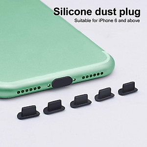 Bluelanss 5pcs Anti Dust Plugs for iPhone 1212 Pro1111 Pro MaxSEXRX8 Plus87, Silicone Dust Plugs Anti-dust Plugs Caps Charging Port and Earphone Jack Protector for iPad Air Mini Pro Black