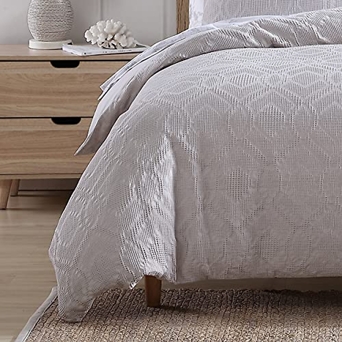 Tommy Bahama - King Comforter Set, Cotton Bedding with Matching Shams, Medium Weight Home Decor for All Seasons (Waffle Grey, King)