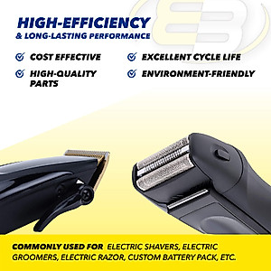 Exell Battery 2.4-Volt Nickel Metal Hydride Razor Battery, EBR-BG2040, 800 mAh, Batteries for Electric Shavers