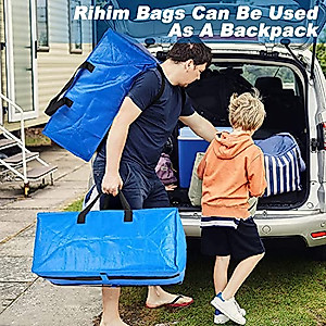 Moving Bags Heavy Duty, 4 pcs Reusable Plastic Moving Totes, Extra Large Packing Bags with Backpack Straps for Clothes Storage Containers,Compatible with Ikea Frakta Cart, Alternative to Moving Box