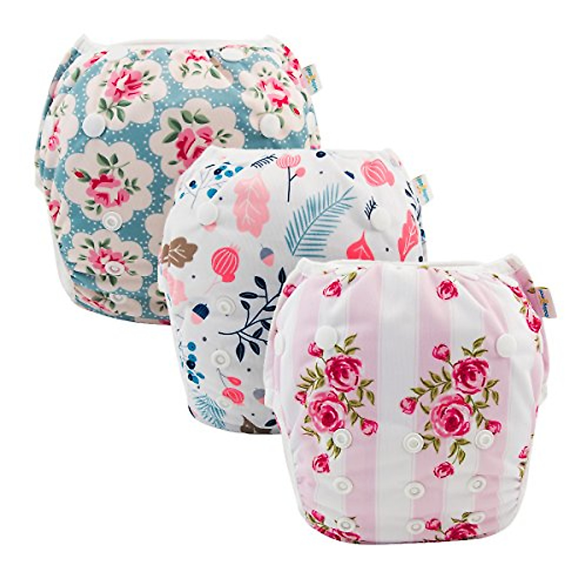 Babygoal Baby & Toddler Girl Swim Diapers, Reusable Adjustable Washable One Size Fits 6M-3T Gifts and Swimming Lessons 3 Pack 3ZSD01