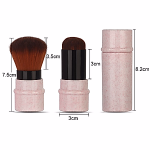 RN BEAUTY Retractable Kabuki Brushes Powder Brush Foundation Brush Blush Brush Face Blender Mineral Blending Buffing Concealer Brush Makeup Brush Portable With Cover - Pink