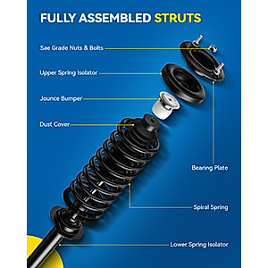 PHILTOP Front Struts Shock for CR-V 2007 2008 2009 2010 2011 2012 2013 2014, Shock Absorber 272492+272491, Struts with Coil Spring SAA091 2 Pcs