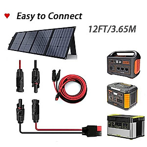 Magiktech Solar Panel Kits Charge Cable Compatible with Anderson Adapter and Solar Connectors for Portable Power Stations Solar Generators (10AWG 12FT Horizontal)