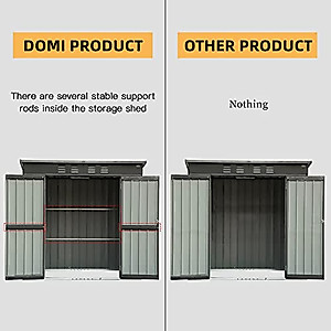 Domi Outdoor Storage Shed 6x4 FT,Metal Outside Sheds&Outdoor Storage Galvanized Steel,Tool Shed with Lockable Double Door for Patio,Backyard,Garden,Lawn Dark Grey