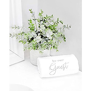 AuldHome Design Guest Towels (Set of 2, White w/Gray); Be Our Guest Monogrammed Hand Towels