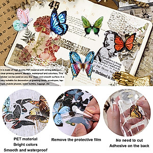 JULMELON 240 PCS Vintage Butterfly PET Transparent Stickers Set Butterflies Resin Stickers Decals for Scrapbook Silicone Resin Molds DIY Crafts Laptops