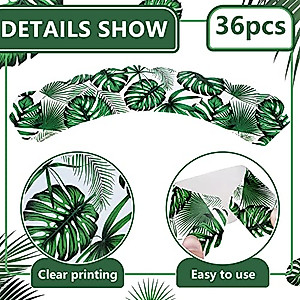 36 Pack Tropical Cupcake Liners Reversible Jungle Paper Baking Cups Palm Leaves Cupcake Wrappers Hawaiian Themed Safari Cupcake Wrappers Tiki Luau Parties Muffin Tropical Cups for Luau Party Decor