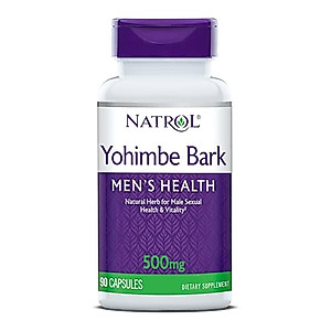 Natrol, Yohimbe Bark Capsules, Men's Health Supplement, Sexual Health & Vitality, 500 mg, 90 Count