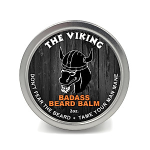 Badass Beard Care Balm For Men - The Viking Scent, 2 Ounce - All Natural Ingredients, Keeps Beard and Mustache Full, Soft and Healthy