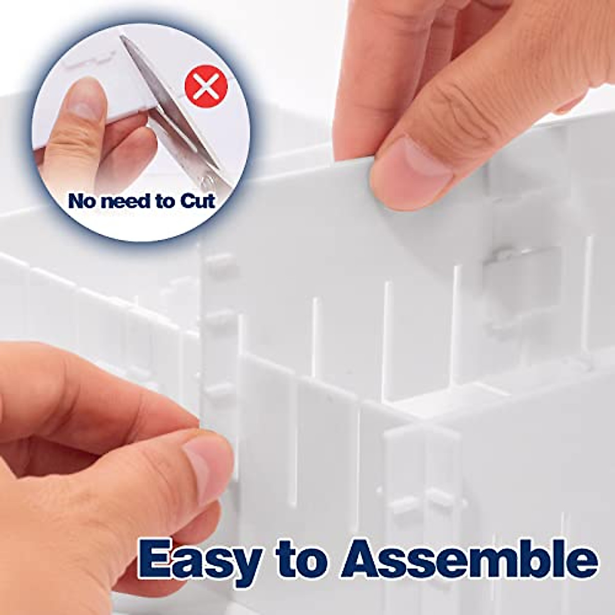 SELFIE CAT Acrylic Drawer Divider Board Set 40PCS Adjustable DIY Drawer, No Need to Cut, Organizer Separator for Socks Underwear Lipstick Kitchen Bedroom