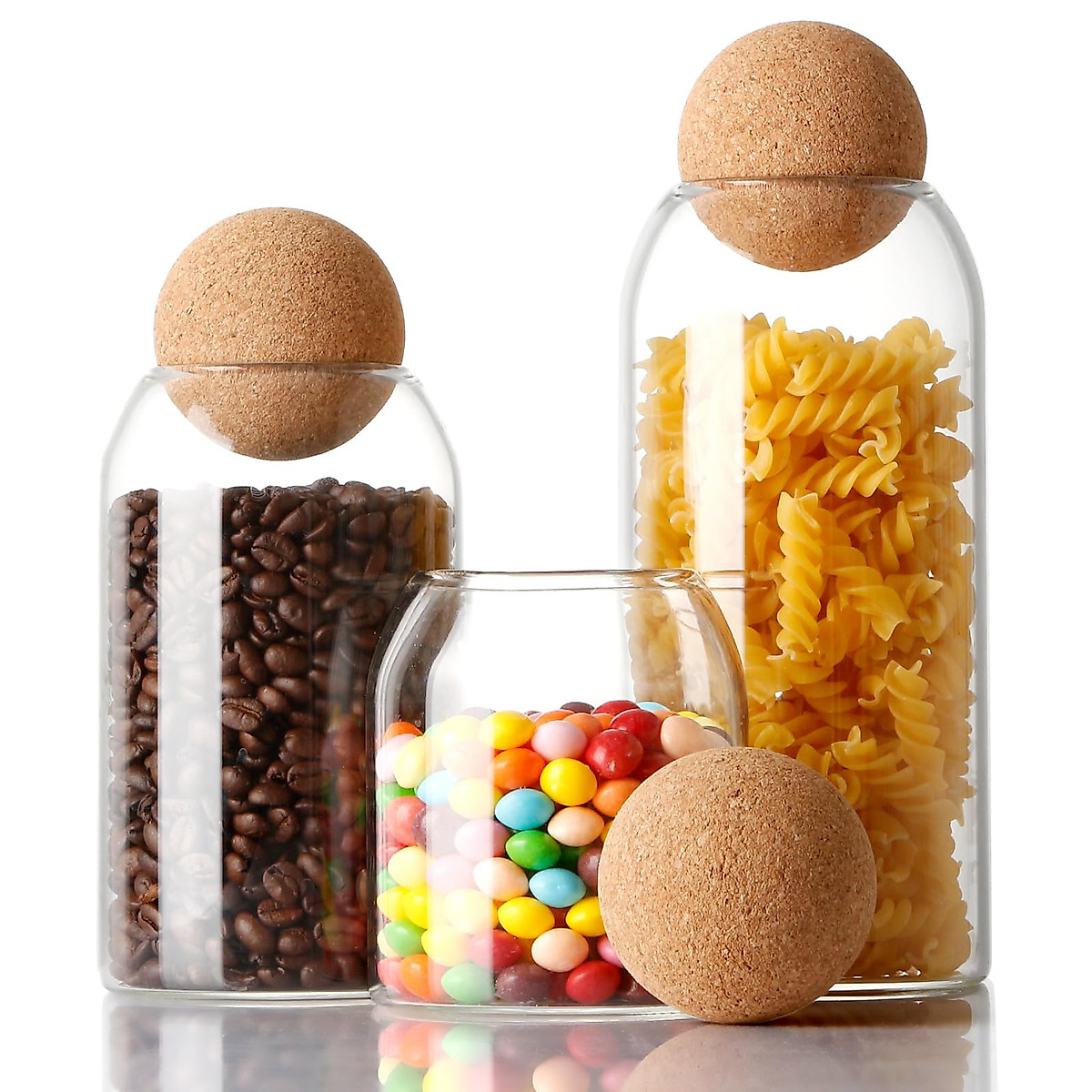 NUTRIUPS Storage Glass Jar Set Food Storage Tank With Wooden Lid 500 ML,800ML,1200ML
