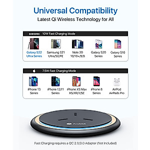 andobil Wireless Charger [2022 Advanced Chip] Qi-Certified 15W/10W/7.5W Safest Wireless Charging Pad Compatible Samsung Galaxy S22/S22 Ultra/S21/S21 Fe/S20/S10/Note 20/10, iPhone 13/13 Pro/12/11/XS/X