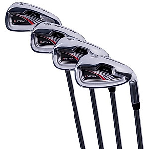 Pinemeadow Golf Men's Nitrix Pro Set Driver, 3 Wood, Hybrid, 6/7-PW Irons, Putter Bag (Right Hand, Graphite/Steel, Regular)