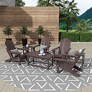 WestinTrends Malibu 3-Pieces Outdoor Table Set, Includes 1 Coffee Table and 2 Side Table, All Weather Poly Lumber Adirondack Patio Furniture Set, Dark Brown
