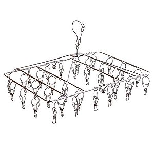 Fayleeko Clothes Drying Rack with 34 Clips, Folding Stainless Steel Drying Hanger, Baby Hangers,Clothes Hangers for Drying Socks,Drying Towels, Diapers, Bras, Baby Clothes,Underwear
