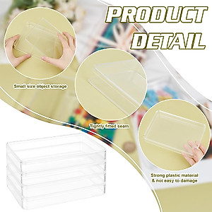BENECREAT 4Pcs Acrylic Storage Boxes with Lids, 7x4.6x1inch Rectangle Storage Containers, Storage Display Box for Wedding, Party, Treats, Jewelry Accessories