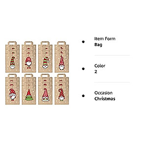 24 Piece Small Christmas Gift Bags - Brown Gift Bags with Handles, Durable Kraft Paper Gift Bag with Christmas Themes of Funny, Goofy Elfs