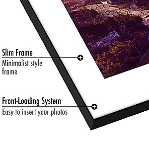 Americanflat Front Loading 16x20 Picture Frame with Shatter-Resistant Glass - Set of 2 - Use as 11x14 Frame with Mat - Metropolitan Collection - Photo Frame for Wall Display - Black