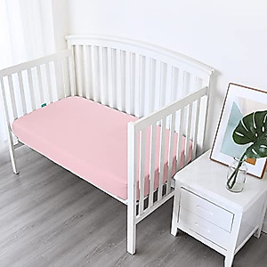 Biloban Crib Sheets Girl 2 Pack, Fitted Crib Sheet for Standard Crib Mattress, Cozy Toddler Crib Sheets Girls, Microfiber, Grey and Pink