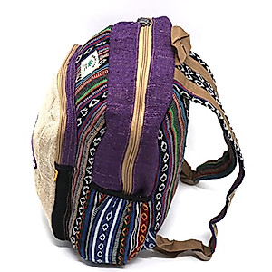 Himalaya Handmade Unique Mushroom Hand Embroidery 100% Himalaya Hemp Backpack Hippie Backpack Festival Backpack Hiking and Laptop Backpack Purple