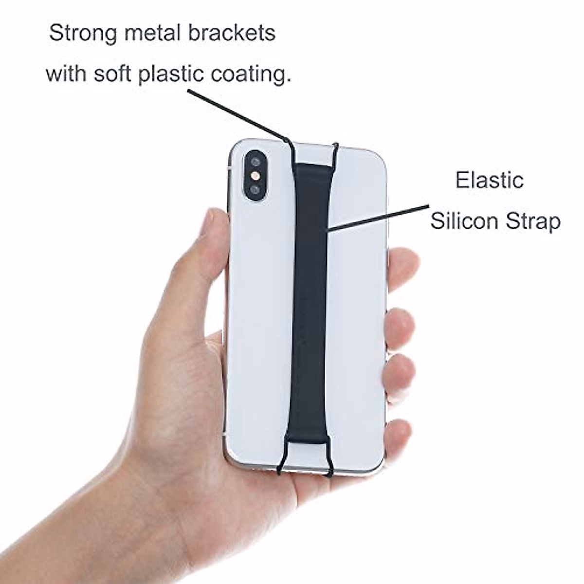 WANPOOL Universal Non-Slip Silicon Hand Strap Grip Compatible with iPhone 14 Pro Max / 13 Pro / 12 / 11 / Xs Max / Xs / XR / X / 14 Plus / 8 / 7 Plus / 7 and Galaxy S22 and Other Smartphones - Black