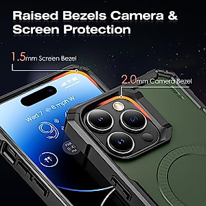 Ruky for iPhone 14 Pro Max Magnetic Case with Built-in Magnets, [360° Rotatable Ring Holder] [Support Car Mount] [Military Drop Protection] Shockproof Case for iPhone 14 Pro Max 6.7", Green