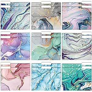EOOUT 18 Pack Decorative File Folders Cute File Folders Marble Designs Letter Size Colored File Folders 9.5 x 11.5 Inch with 1/3 Cut Tab for Office School and Home