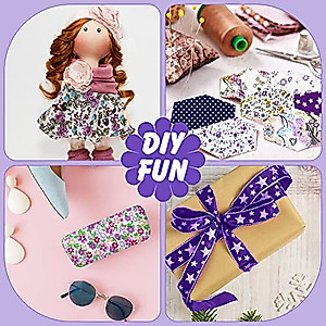 40 Pcs Floral Cotton Fabric Patchwork Roll Cotton Quilting Fabric Roll up Cotton Fabric Quilting Strips 2.55 Inch Precut Patchwork Roll for Craft Sewing DIY Crafts (Purple Flower)